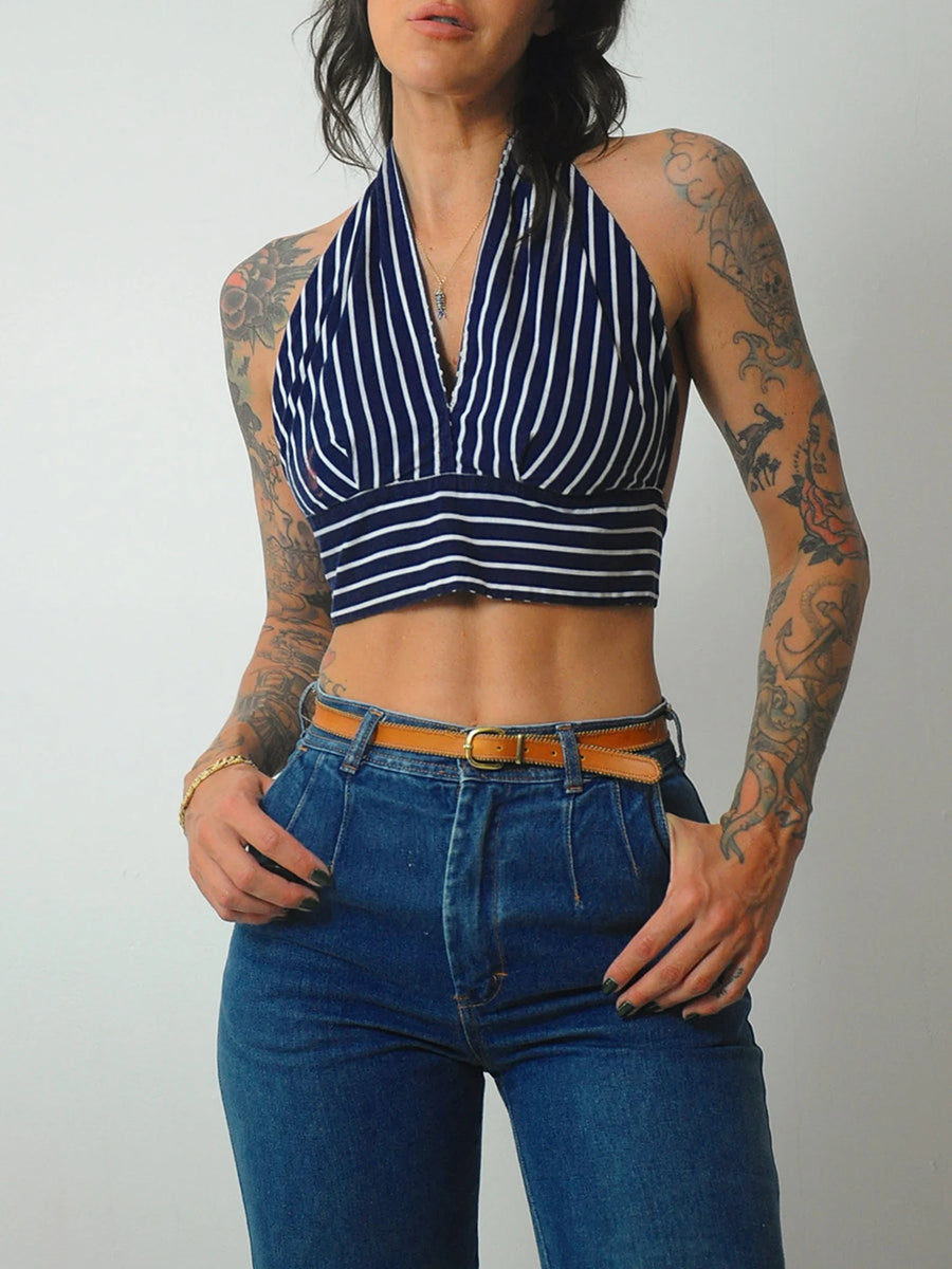 1970s Reversible Open Back Halter Noirohio Vintage