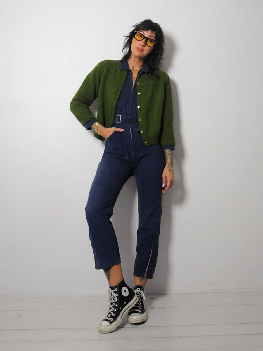 1960s Olive Cropped Cardigan Noirohio Vintage