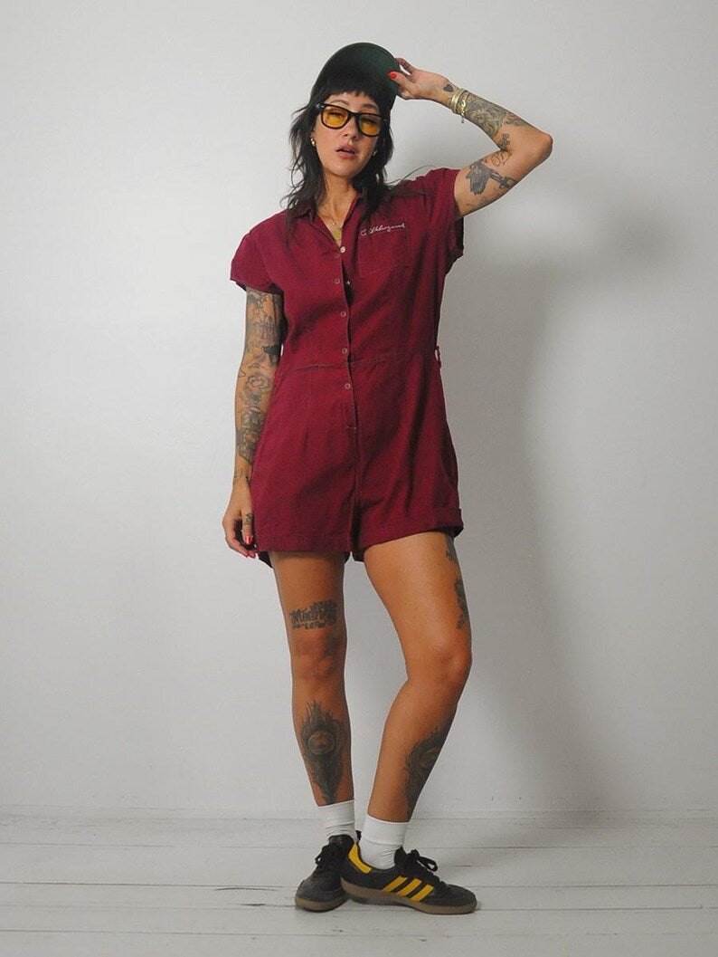 1950's Maroon Gym Class Romper – NOIROHIO VINTAGE
